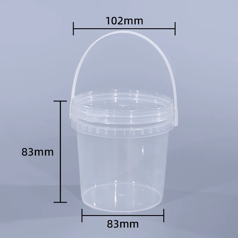 Custom Logo Round Clear PP Plastic Buckets - 1000ml