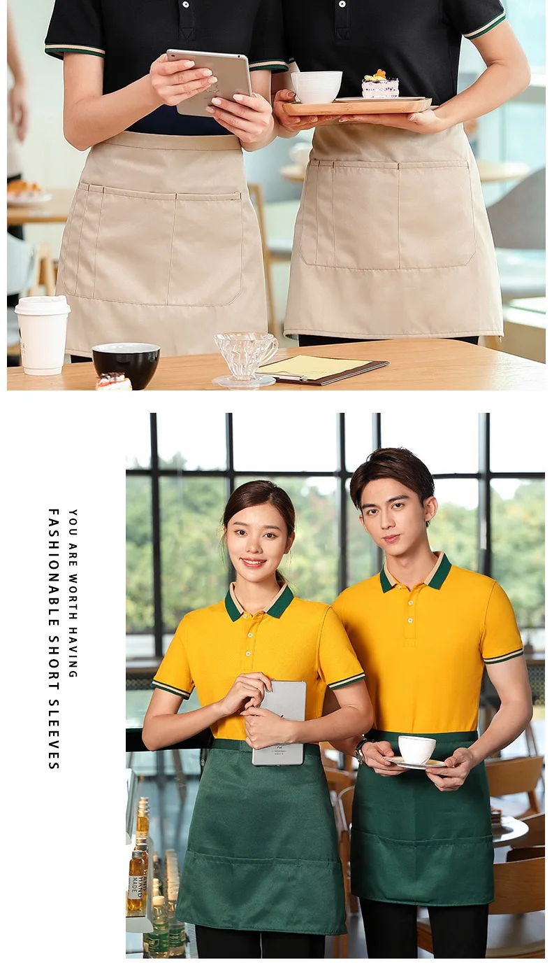 8 Colors Restaurant Waiter Uniforms - Polo Shirts with Custom Logo