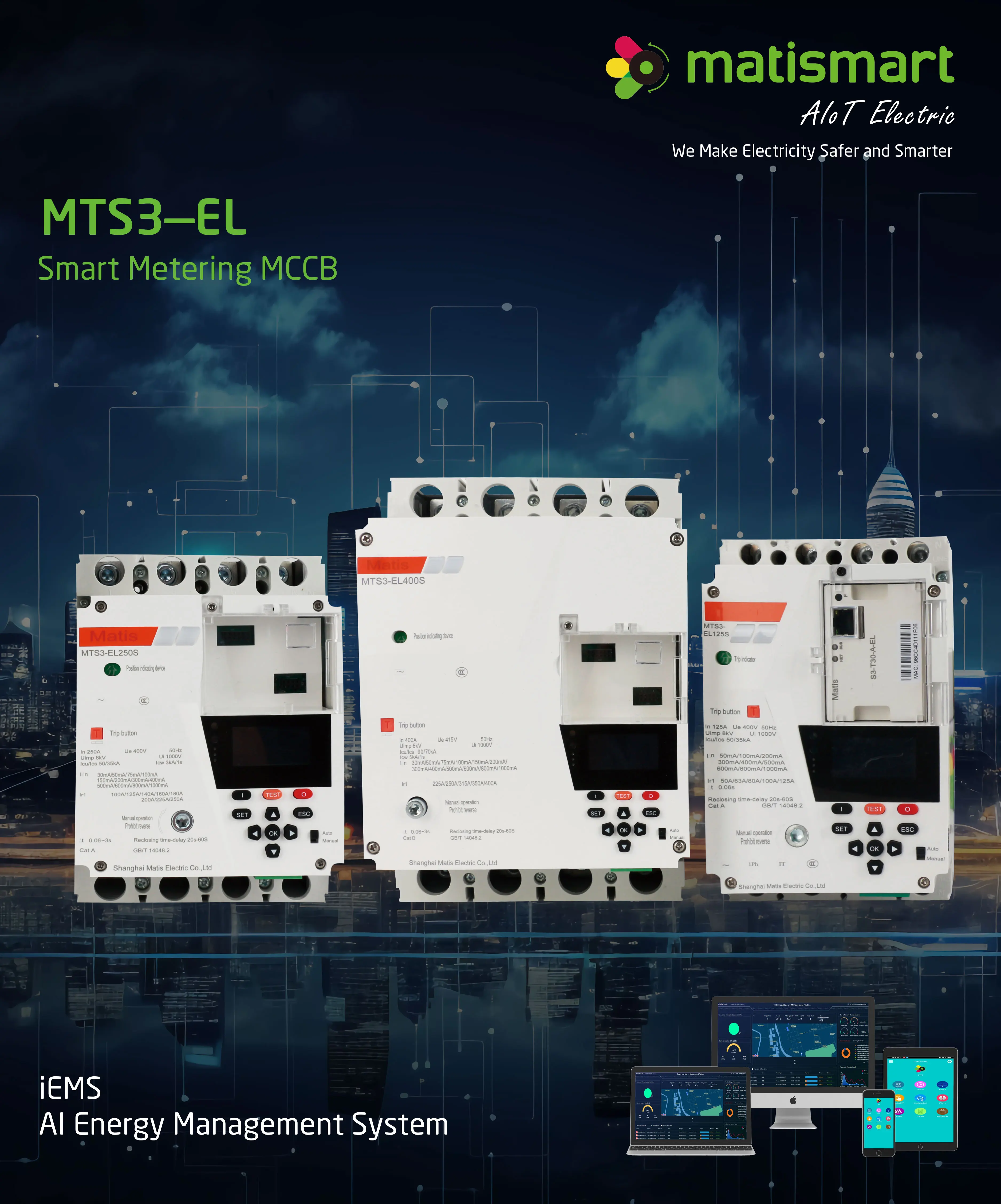 Matismart Wifi 4g Smart 4p Mccb 125A - Remote Control Metering