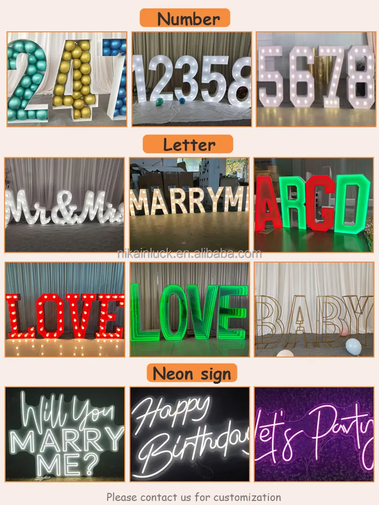 2024 New Design Love 4ft Led Big Numbers Giant Light Up Letters Led ...