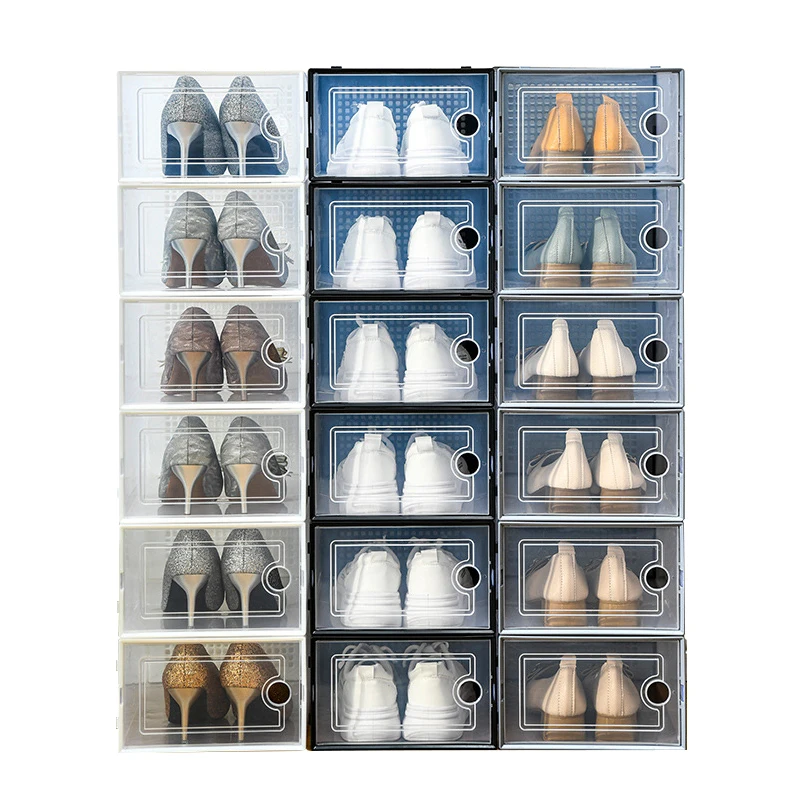 Plastic Simple Flip-top Combination Shoe Cabinet Home Dormitory Magnetic Absorption Box Non ...