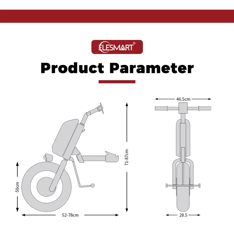 48v 1000w Wheelchair Power Attachment - Elesmart Rehab Device