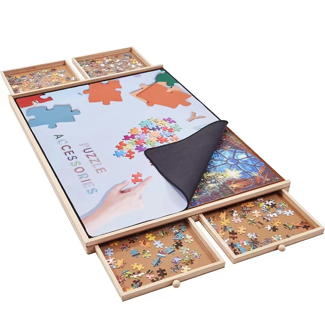 Portable Smooth Surface Wooden Puzzle Board Wooden Puzzle Table - Buy ...