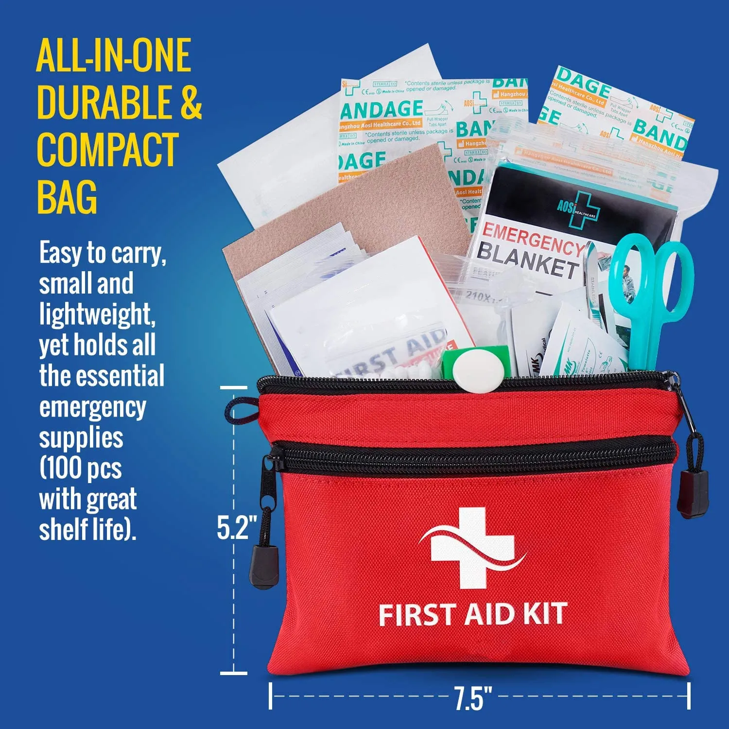 Individual Small Emergency Mini First Aid Kit 100 Piece First Aid Kit ...