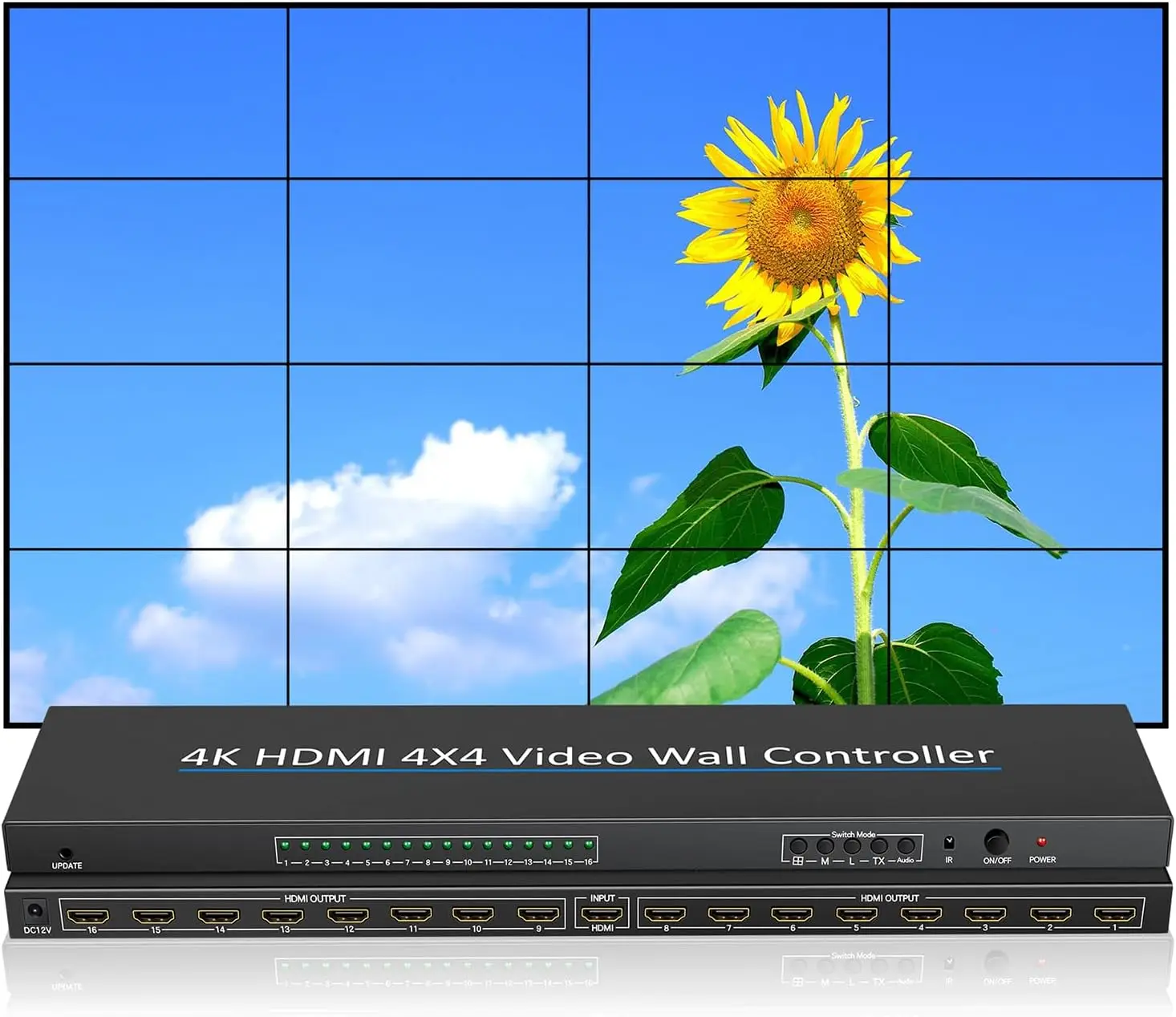 4K Video Wall Controller 4*4 16 Ways TV Processor Large Screen Video ...