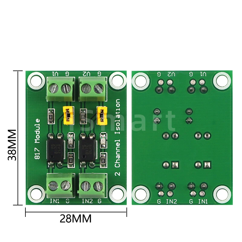 PC817 2 Channel Optocoupler Isolation Board - Voltage Converter Adapter ...