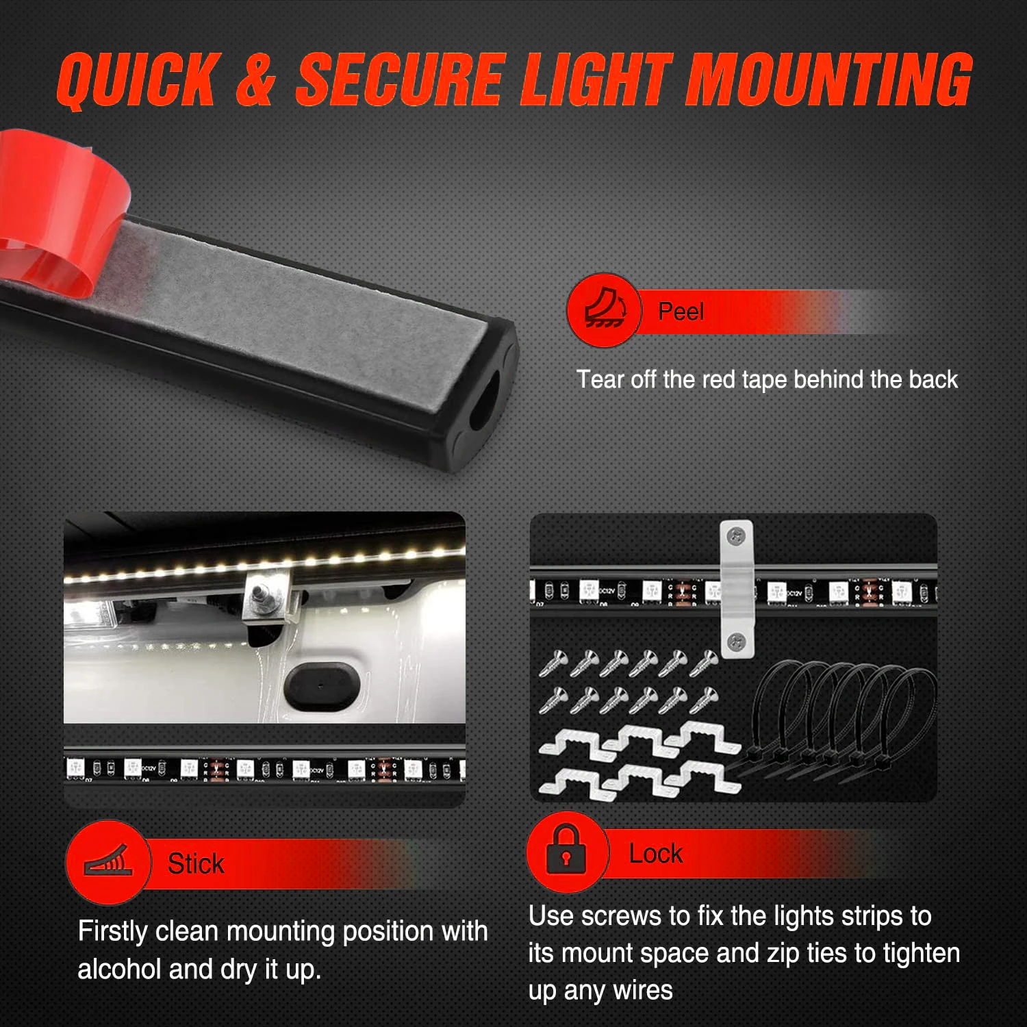 RGB LED Truck Bed Light Strip Kit Neon Accent Lights Splitter Extension ...