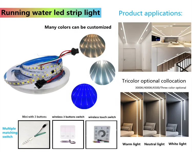 WS2811 8mm LED Strip 10M DC24V 120Leds/M Chasing Effect Cuttable Touch ...