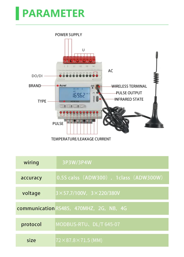 Acrel Wireless Power Meter Monitoring Real-time Home Power Consumption ...