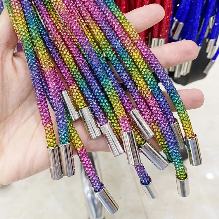 Drawstring Bling Hoodie Strings Round Crystal Cord Rhinestone 138cm ...