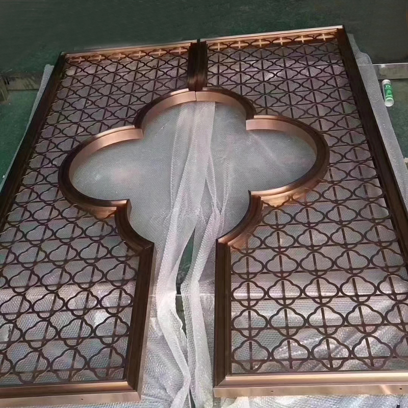 Elegant Oval Shape Stainless Steel Room Divider with Moru Glass