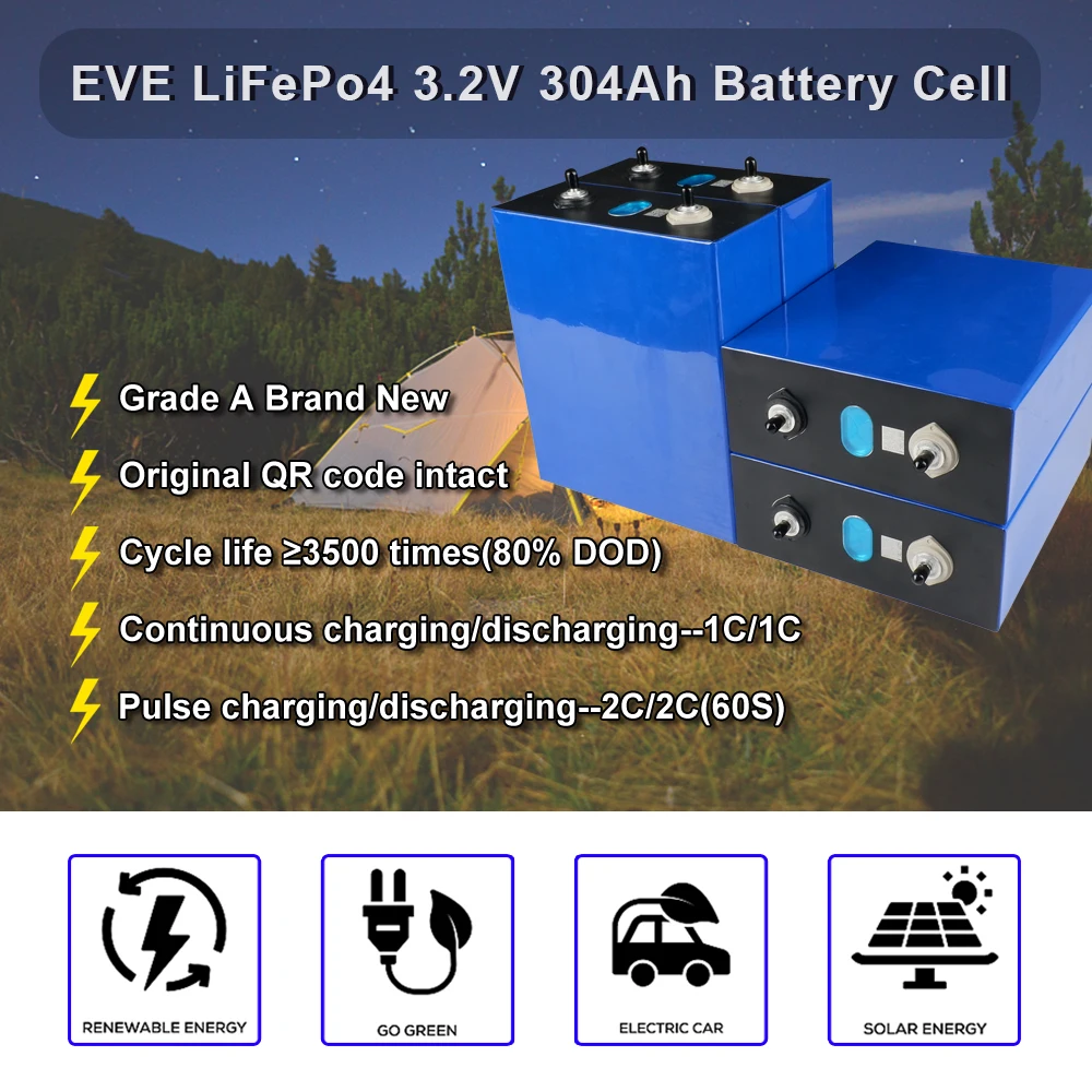 Exliporc Ev 3.2v 304ah Lf304 Batterie 320ah Lifepo4 16pcs 300ah Ev Cells Lifpo4 Lipo4 Cell 310ah ...