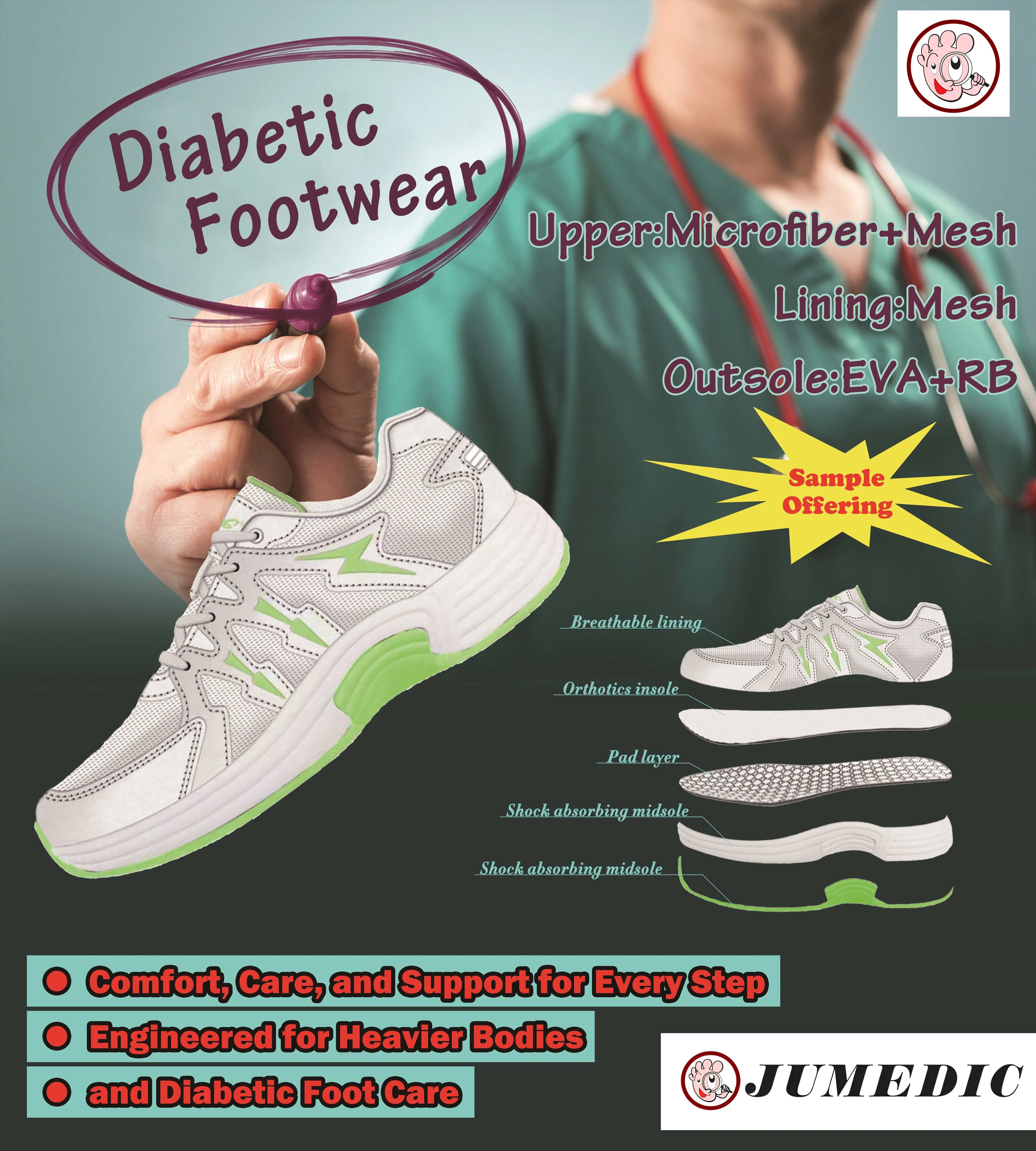 Jieju Breathable Fashionable Design Slip On Shoes Wide Feet Diabetes ...