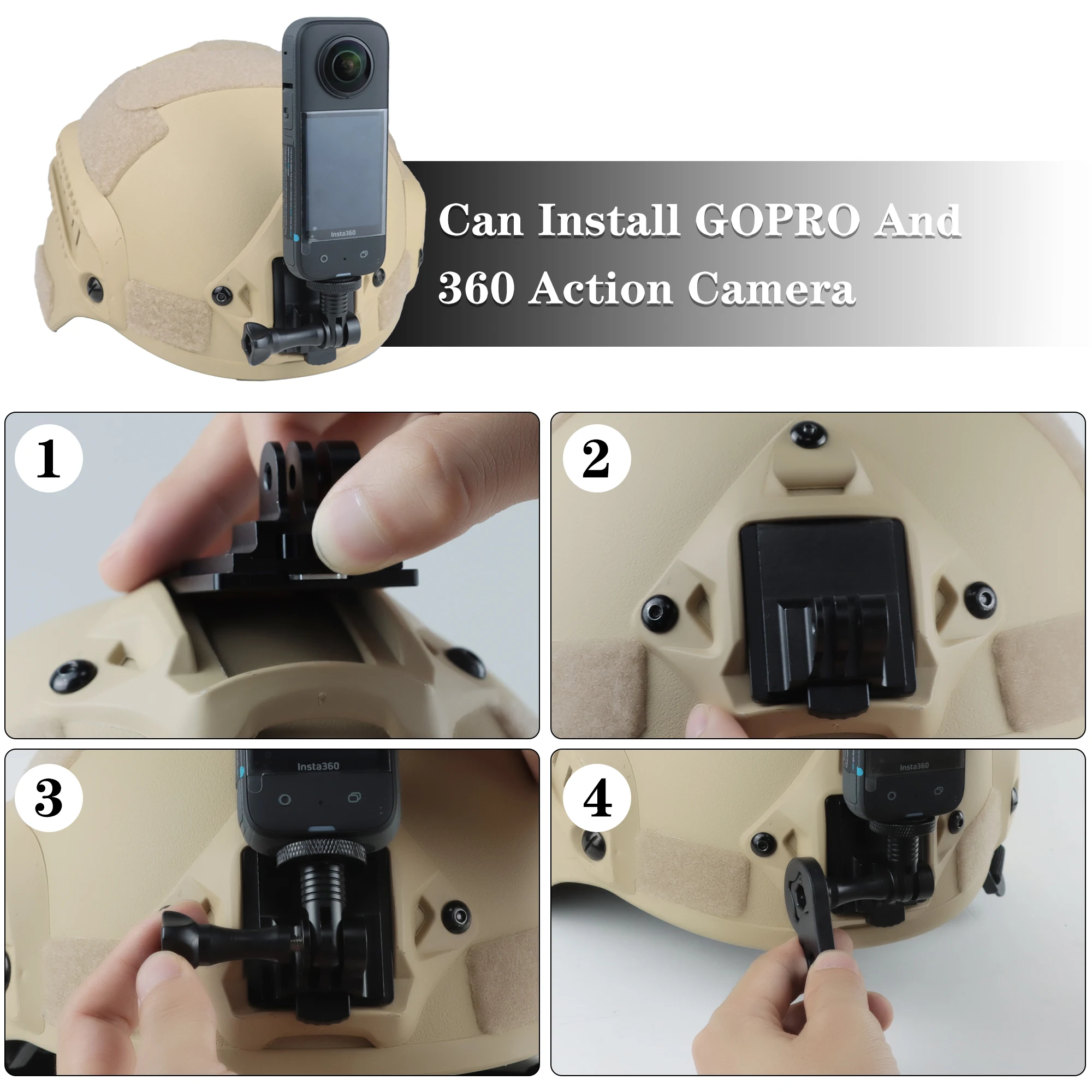 Flash Light Camera Motorcycle Tactical Helmet Stand Gear Accessory ...