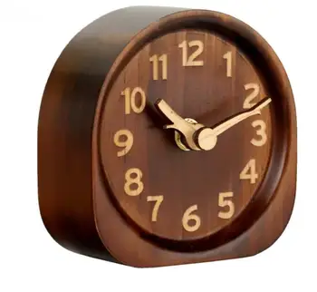 Wooden Analog Alarm Clock Battery Operated Non-ticking Night Light ...