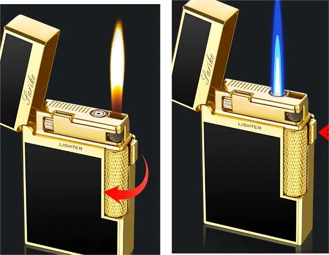 Soft Torch Flame Cigar Metal Lighter Refillable Side Grinding Wheel ...