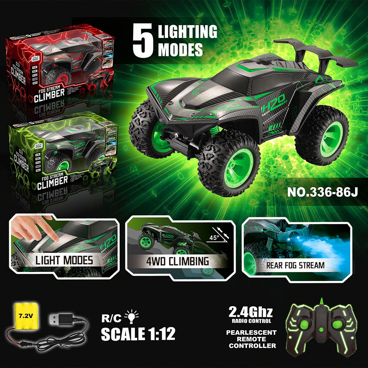 1:12 Scale Cars Body Light All Terrain 4x4 Off-road Vehicle Drift High ...