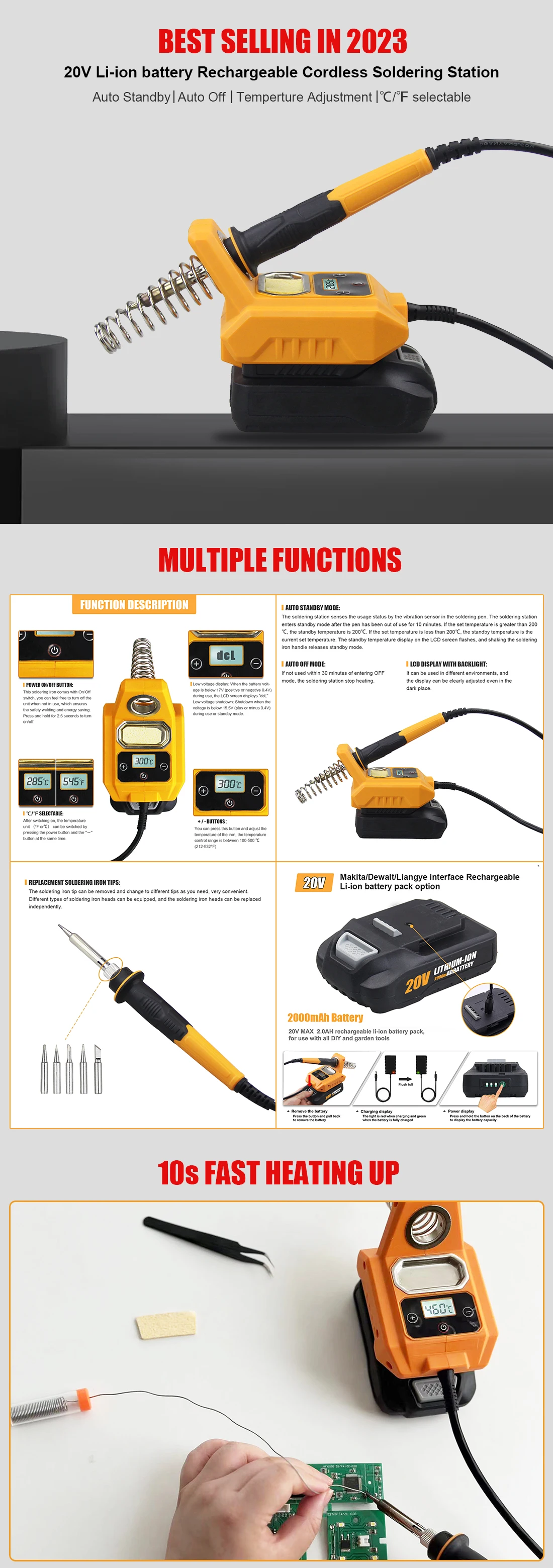 Portable Digital 20v Max Li-ion Battery Power Supply Cordless Welding ...