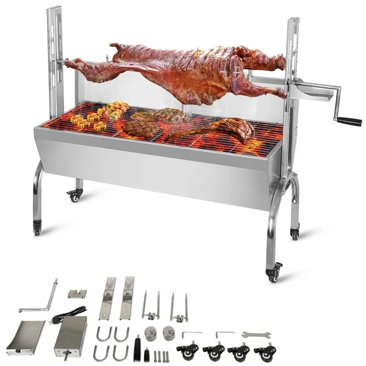 118cm Large Outdoor Stainless Steel Hog Lamb Charcoal Barbeque Bbq ...