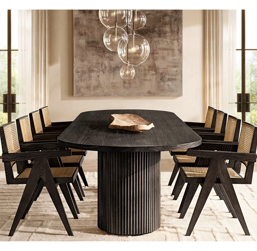 Luxury Custom Table Dinning Room Furniture White Solid Oak Wooden ...