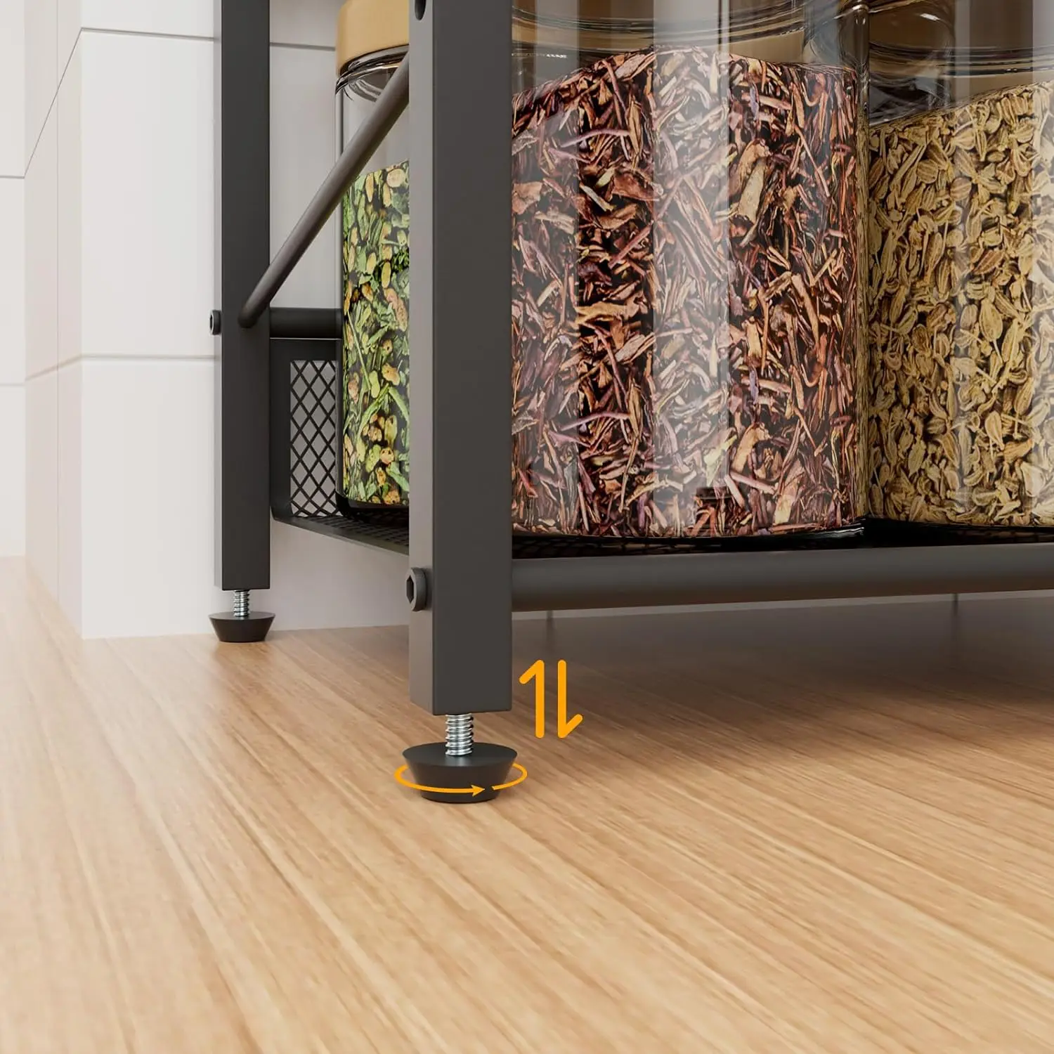 Kitchen 3-tier Countertop Spice Rack Steel Iron Jar Shelf Organizer ...