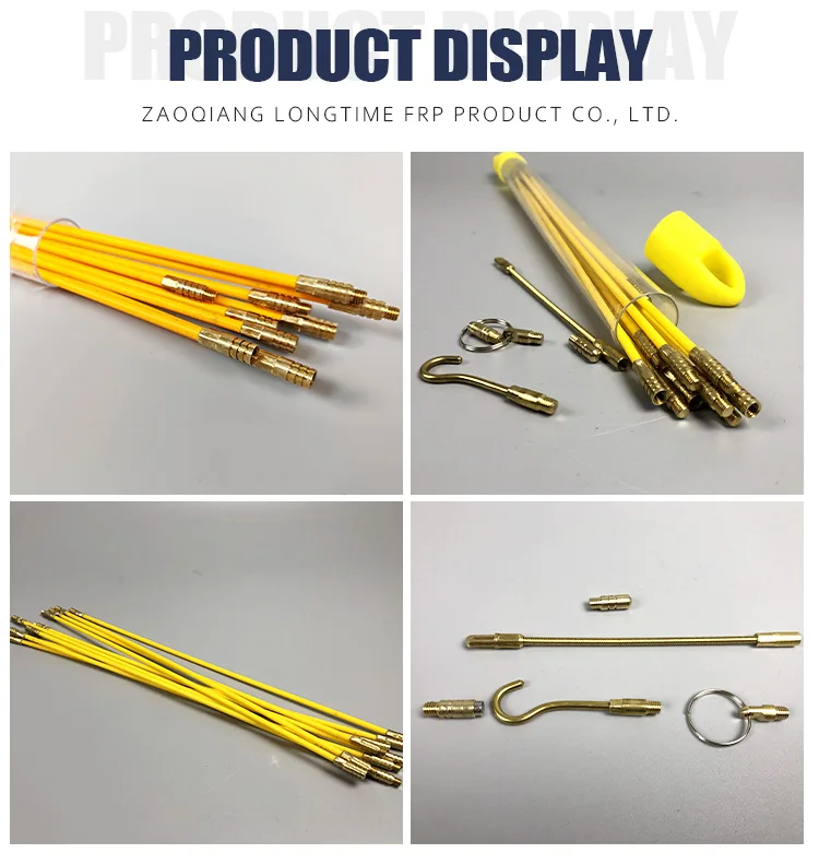 Fiberglass Electrical Conduit Rod Set with Hook and Hole Kit