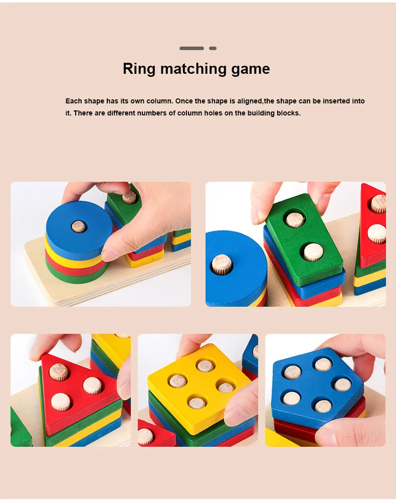Children Montessori Early Education Cognitive Building Blocks Pairing ...