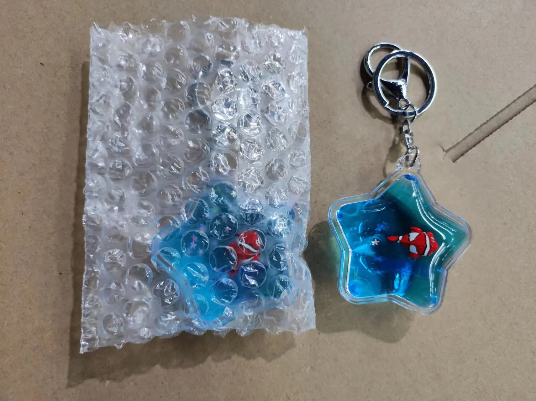 Acrylic Moving Liquid Keychain Set Cute Marine Life Lovely Pendant ...