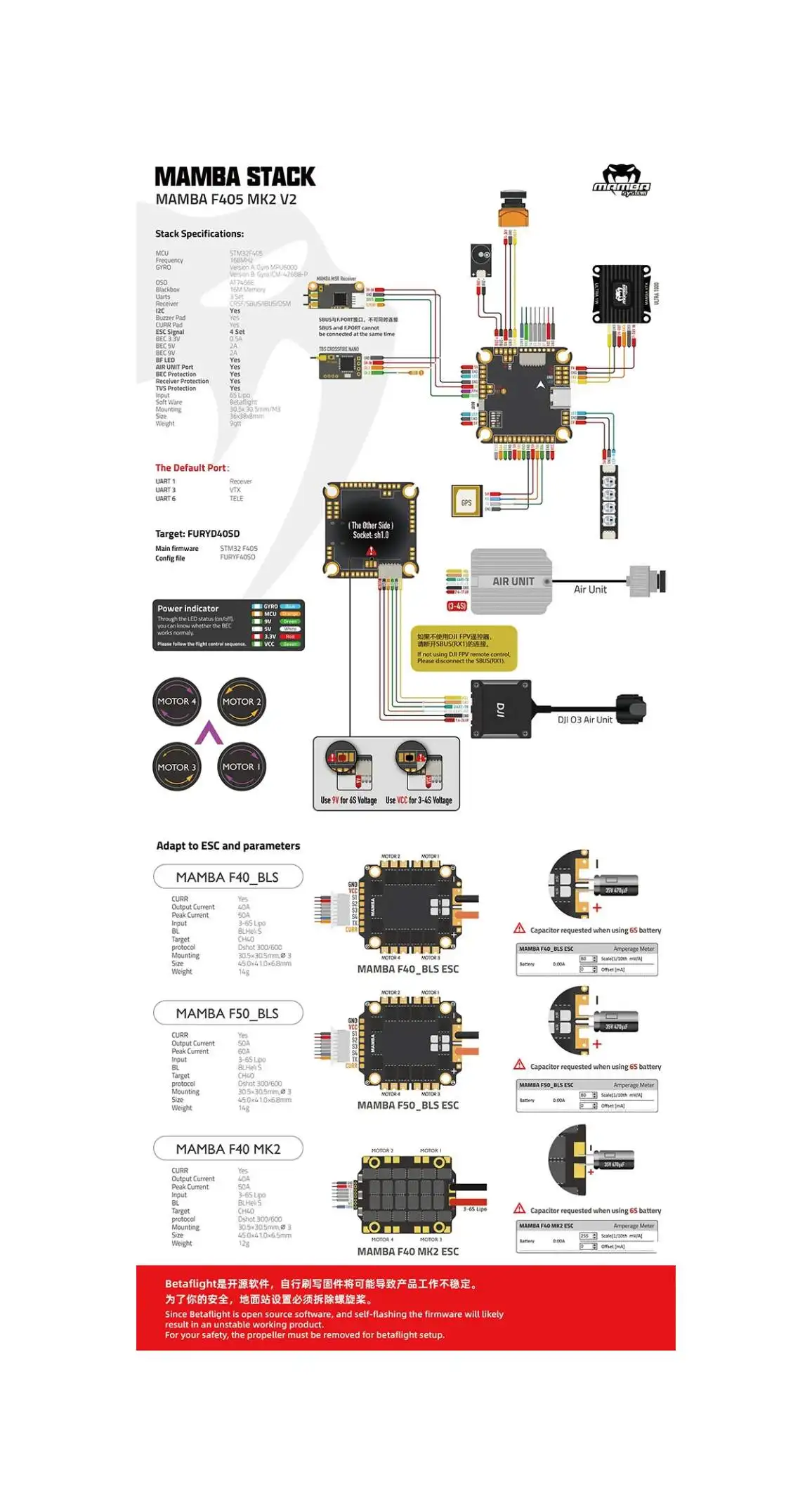 Maxus Mamba F405 Mk2 V2 Flight Control F40 Mk2 Esc Flying Tower ...