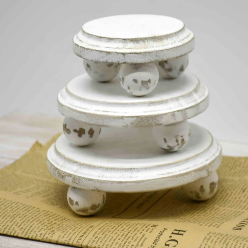 3 Pieces Rustic Round Wood Risers For Decor Wood Pedestal Mini Display ...