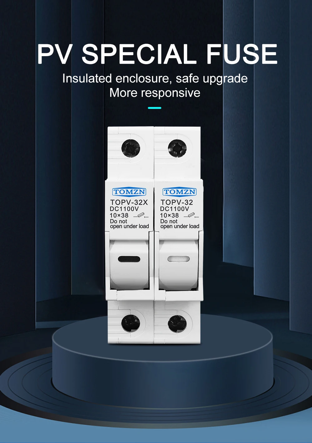 2P Parallel DC Fuse Holder 10*38mm High Voltage Solar PV 1100V TOMZN ...
