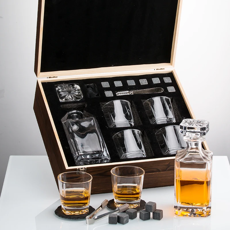 Whiskey Decanter Gift Box - Custom Etched Set with 4 Glasses