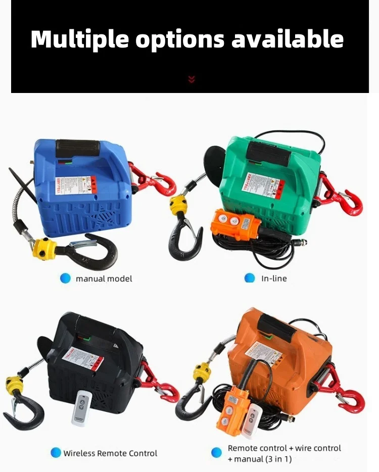 220V Portable Electric Hoist Crane 200kg-300kg-500kg Lifting Tools 25M ...