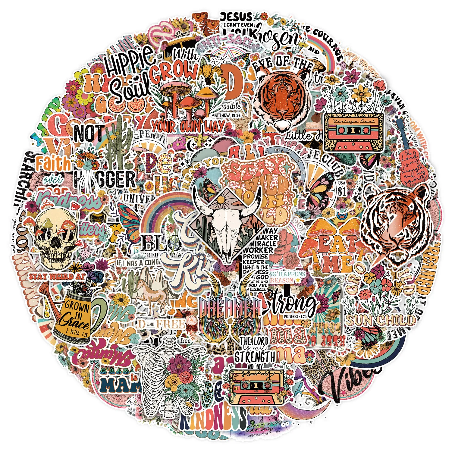 100pcs New Aesthetic Hippie Art Printing Cool Vintage Style Inspiration ...