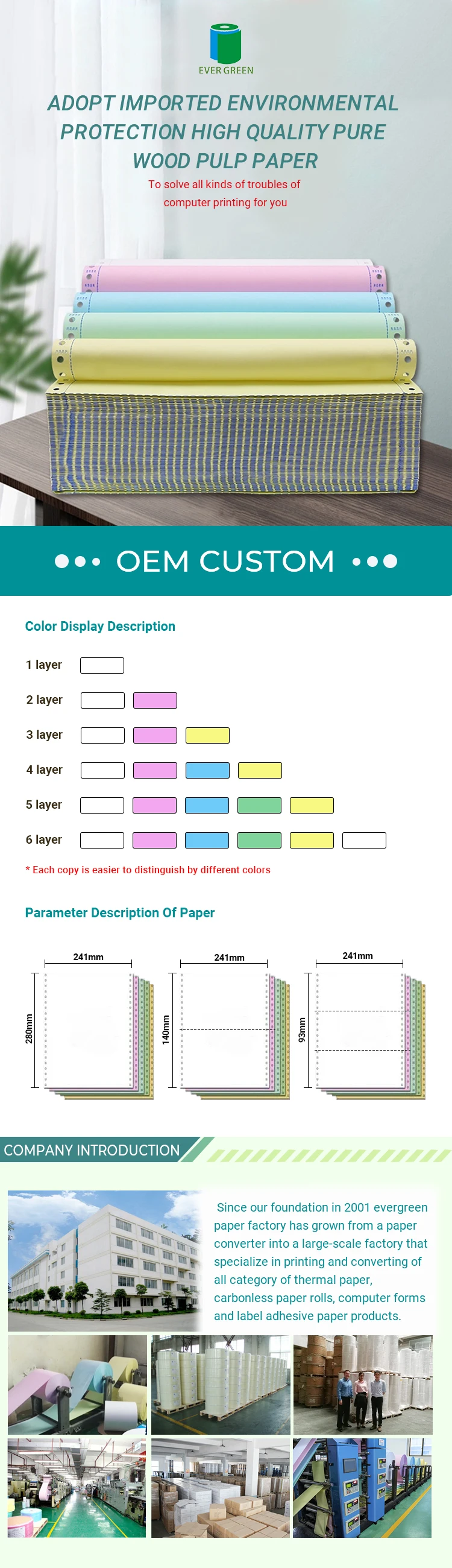 Continuous Computer Forms Carbonless Paper - 1/2/3/4plys