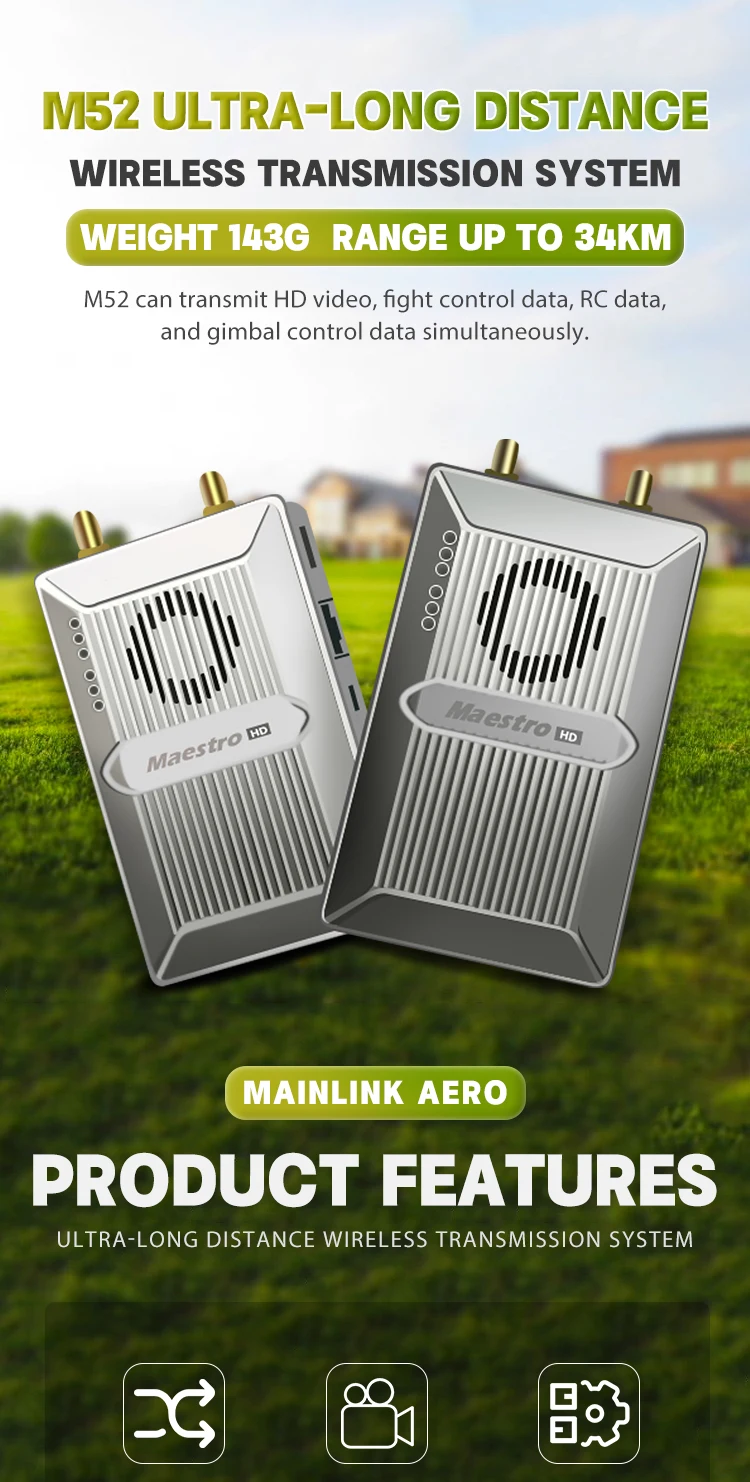 Drone Camera Mainlink M52 Long Range 34km And Extremely High Integration Video Drones Accessor ...