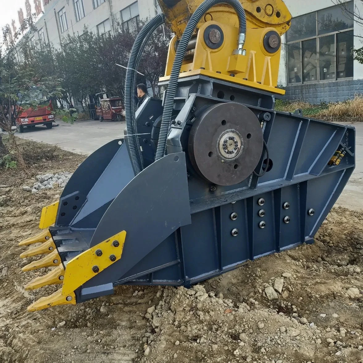 Excavator Bucket Rock Concrete Demolition Waste Excavator Crusher ...