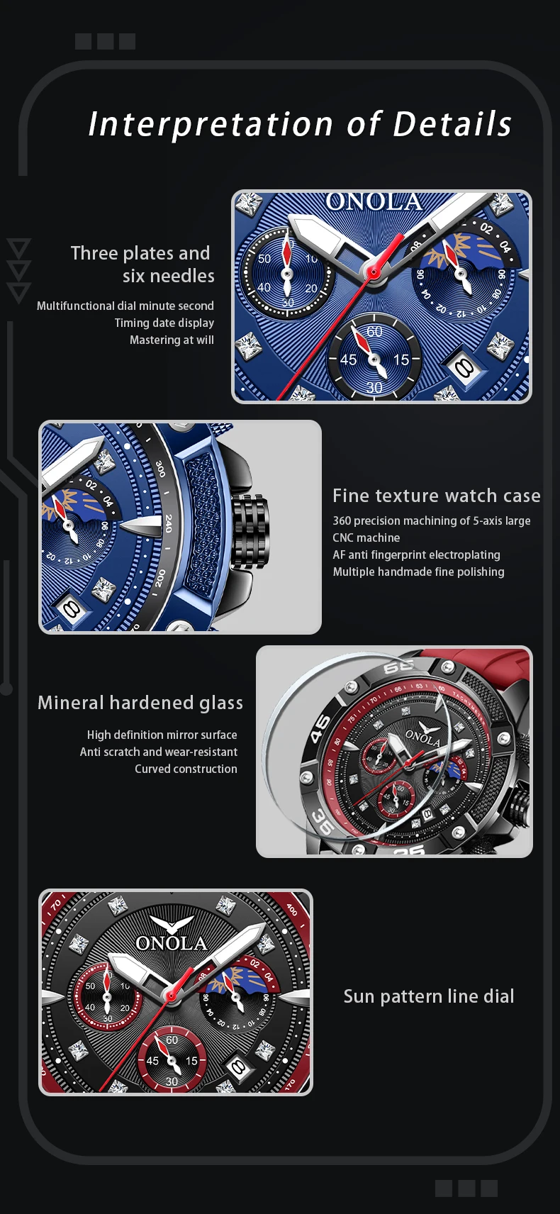 ONOLA 6850 Luxury White Quartz Watch for Men - Hot Sale