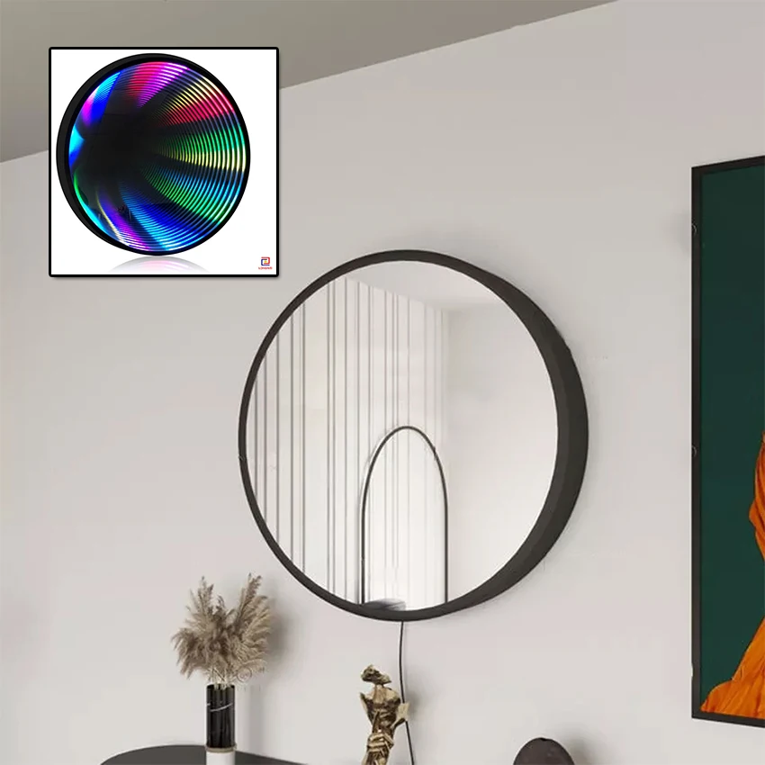 Modern Design Infinity Mirror Tunnel Art 3D RGB LED Wall Hanging Lights ...