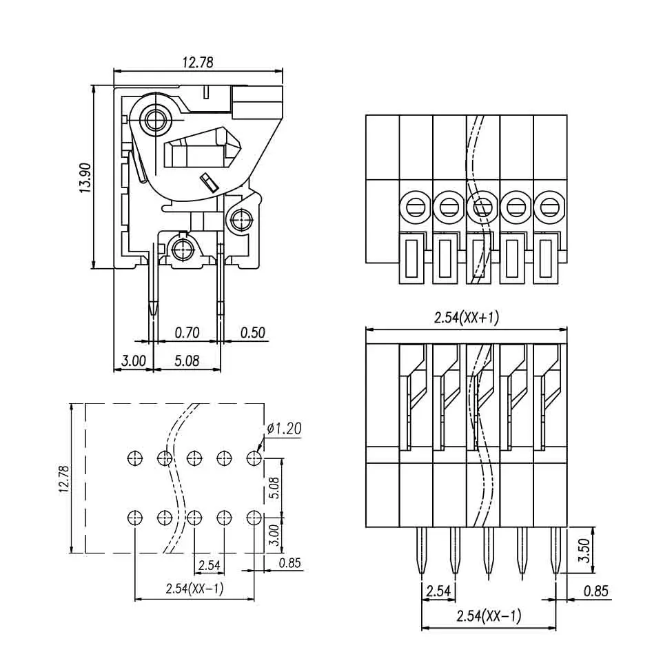 Spring PCB terminal blocks Spring Connector 141R 2.54 KF141R WJ141R ...