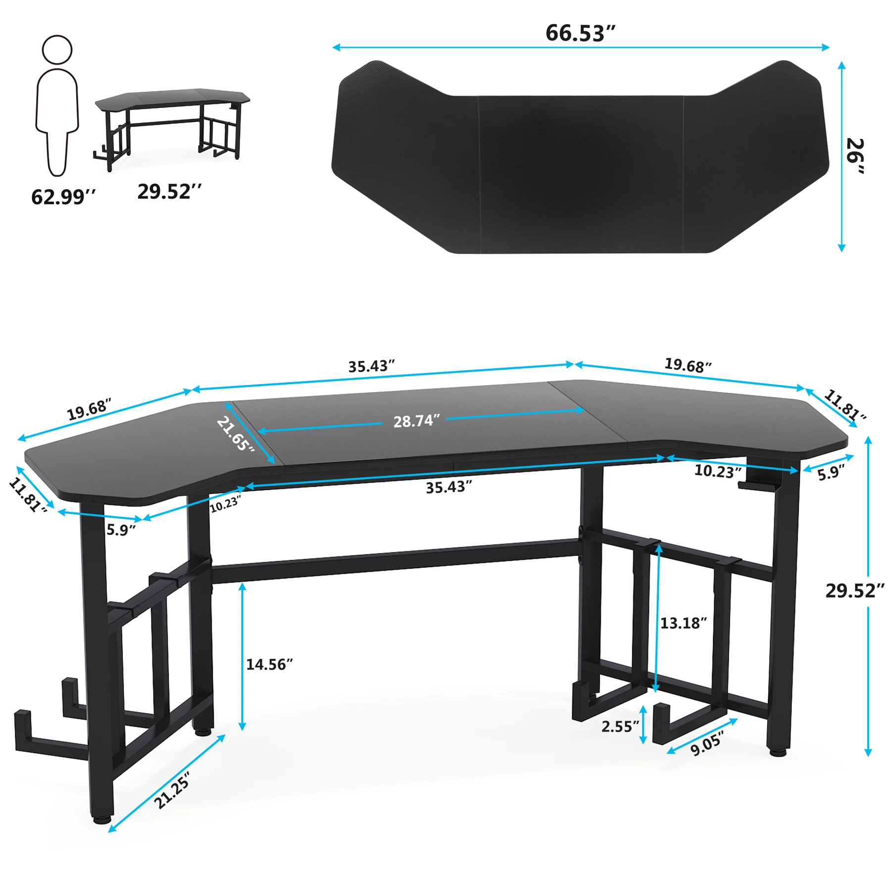 Tribesigns Ergonomic Gaming Desk - Stylish & Functional