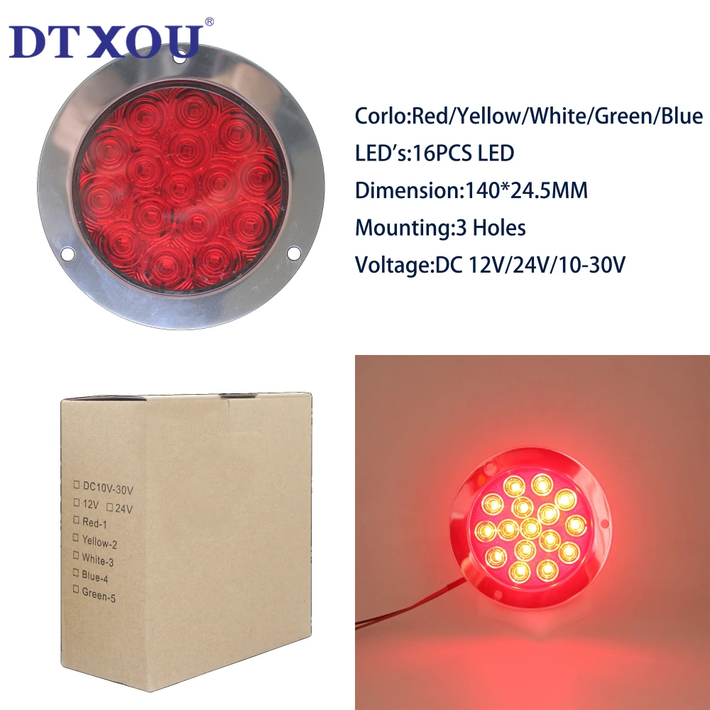 12 Volt 24 Volt 4 Inch Round Trailer Stop Lamp/led Stop Tail Lights ...