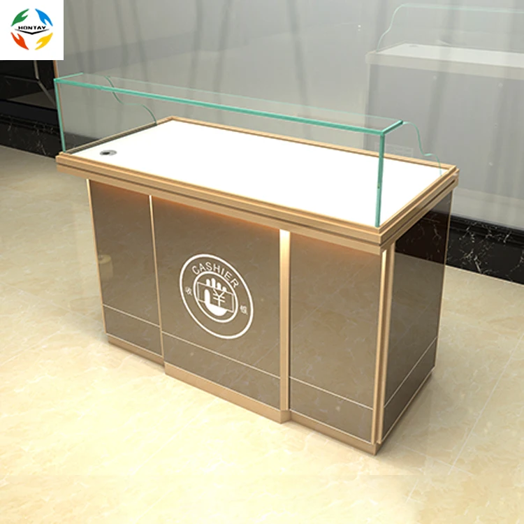 Custom Size Rear Lockable Cashier Shopping Mall Tempered Glass Cash ...
