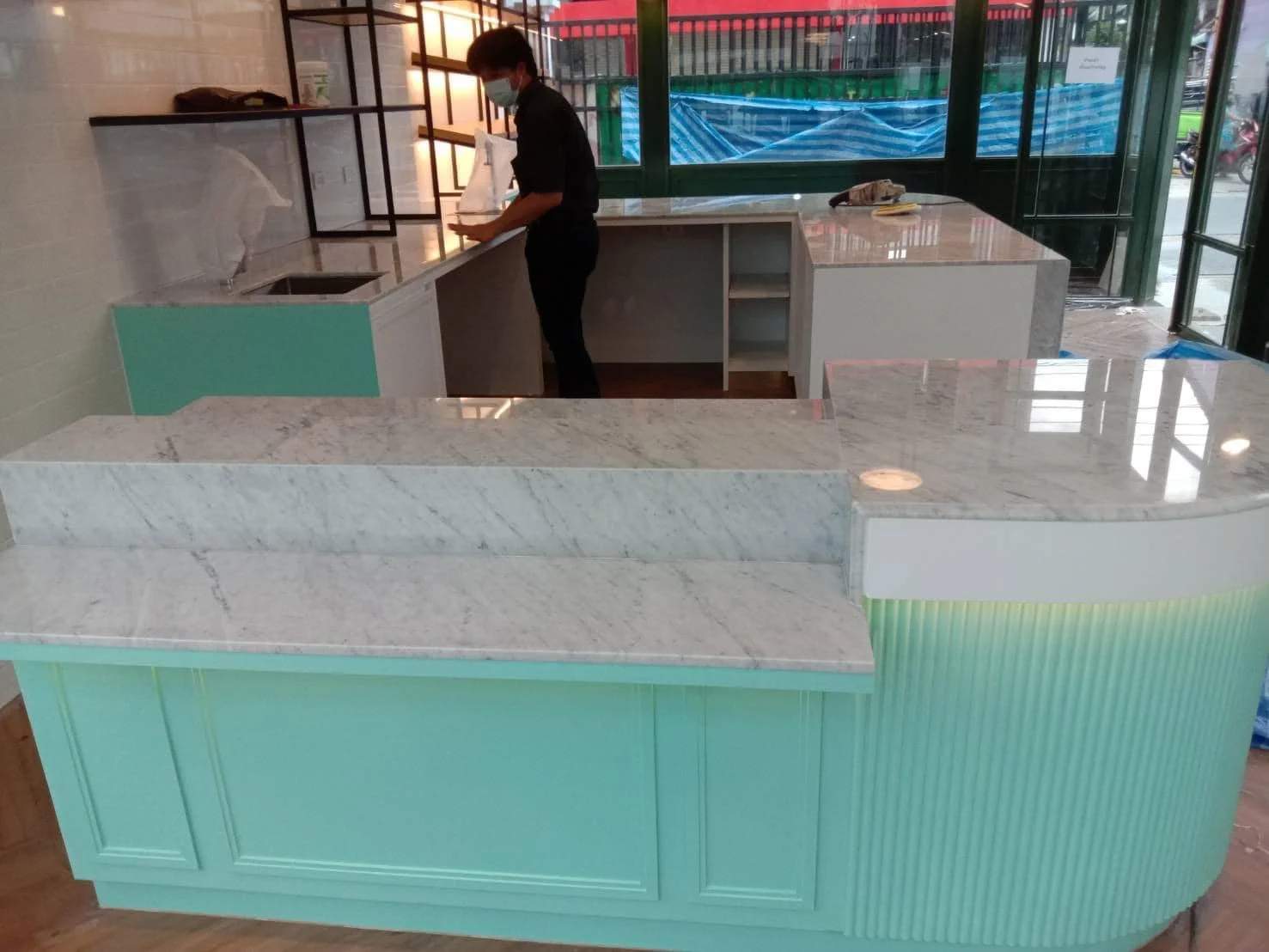 Bianco Statuario Cararra Marble Prefab Counter Top Vanity Top Table Top ...