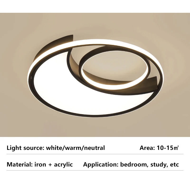 Moon Acrylic Simple Black Ceiling Lights For Bedroom Saloon Decorative ...