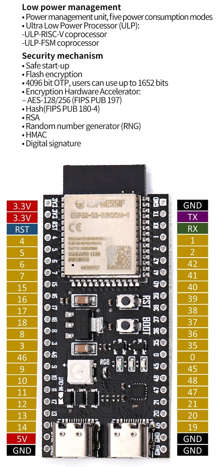 Esp32 S3 Devkitc 1 Esp32 S3 Wifi Bluetooth Compatible Ble 5 0 Mesh