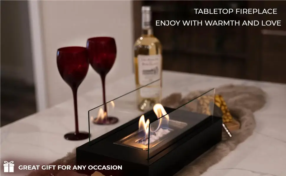 Flat Tabletop Bio Ethanol Fireplace - Premium & Smokeless