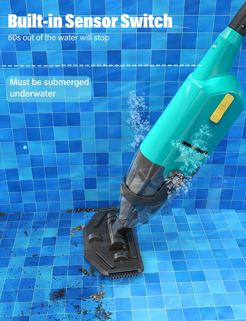 Cordless Vacuum Cleaner Handheld Rechargeable Spa Suction Swimming Pool ...