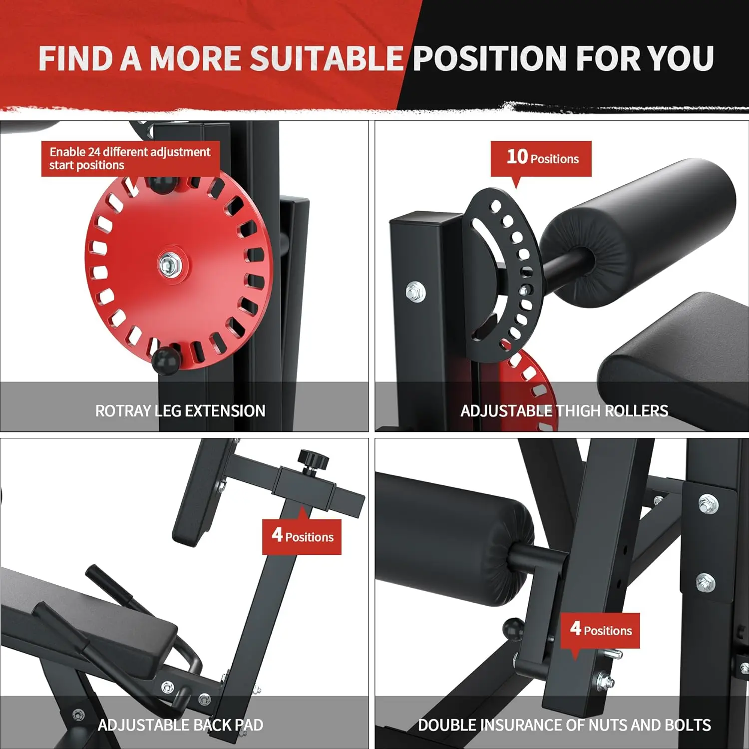 Zyfit Adjustable Plate Loaded Leg Extension and Curl Machine for Leg ...