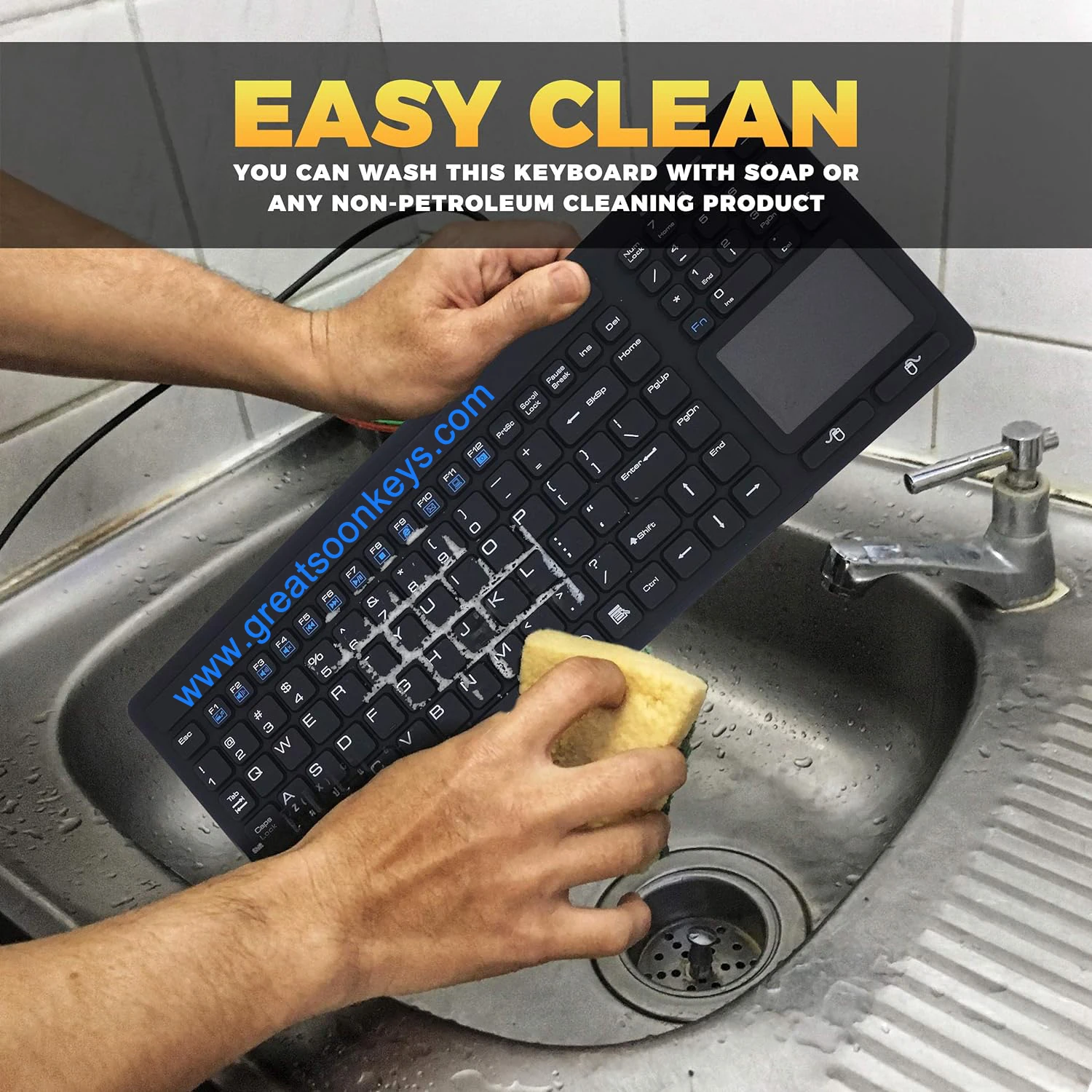 IP67 Waterproof Keyboard with Touchpad - Durable & Clean